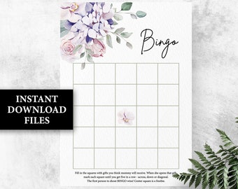 Purple White Baby Shower Bingo Blank Game Printable Butterfly - Etsy