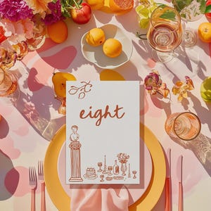 Italian Wedding Table Numbers, Mediterranean Theme Party Decor, Hand ...