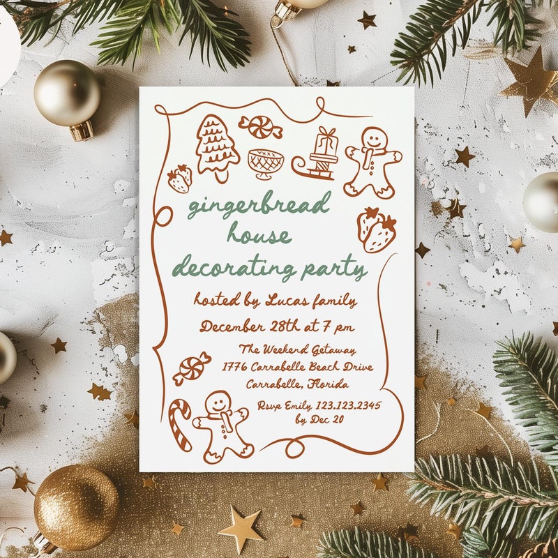 Gingerbread Invite - Etsy