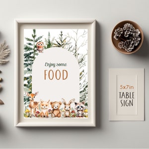 Food Table Sign Woodland Baby Shower Decoration Forest Animals Table ...