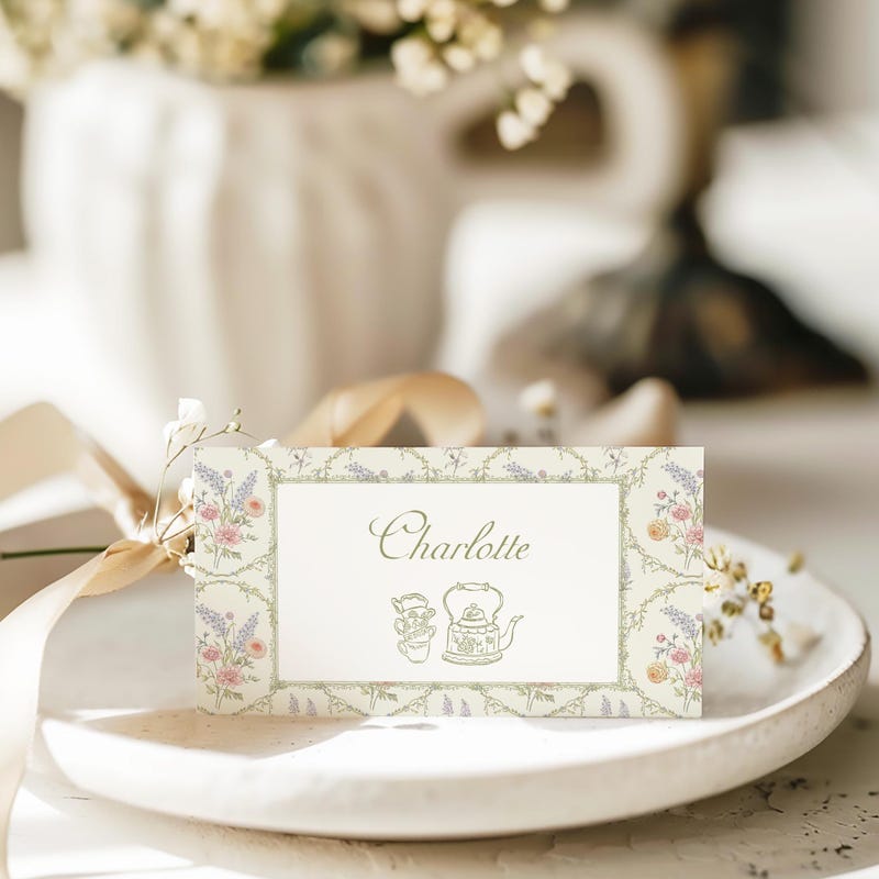 Tea Party Place Card - Etsy
