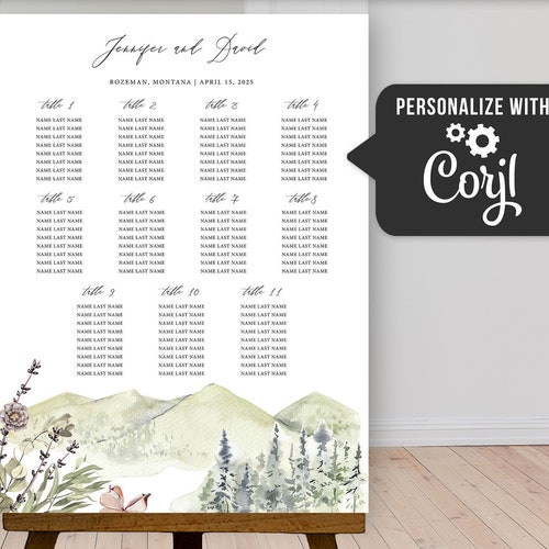 Mountain Seating Chart Poster Woodland Printable Wedding | Etsy
