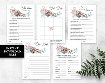 Purple and Teal Baby Shower Games Bundle - Etsy