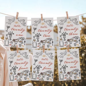 Italian Wedding Table Numbers, Mediterranean Party Decor, Hand Drawn ...