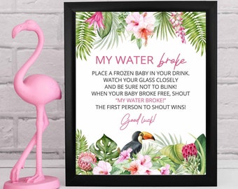 Woodland Baby Shower My Water Broke Game Sign Printable - Etsy