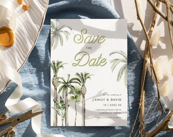 Save the Date Destination Wedding Palm Tree Save the Date Beach Wedding Tropical Wedding ...