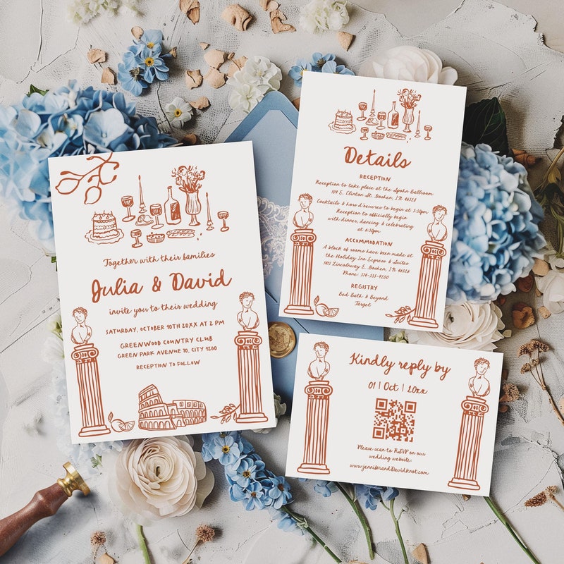 Greek Wedding Invitation - Etsy