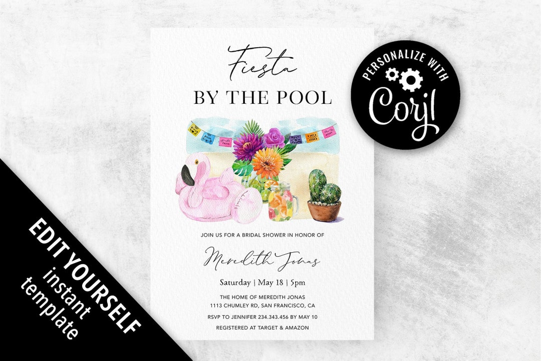 Pool Party Bridal Shower Invitation Fiesta by the Pool Bridal - Etsy