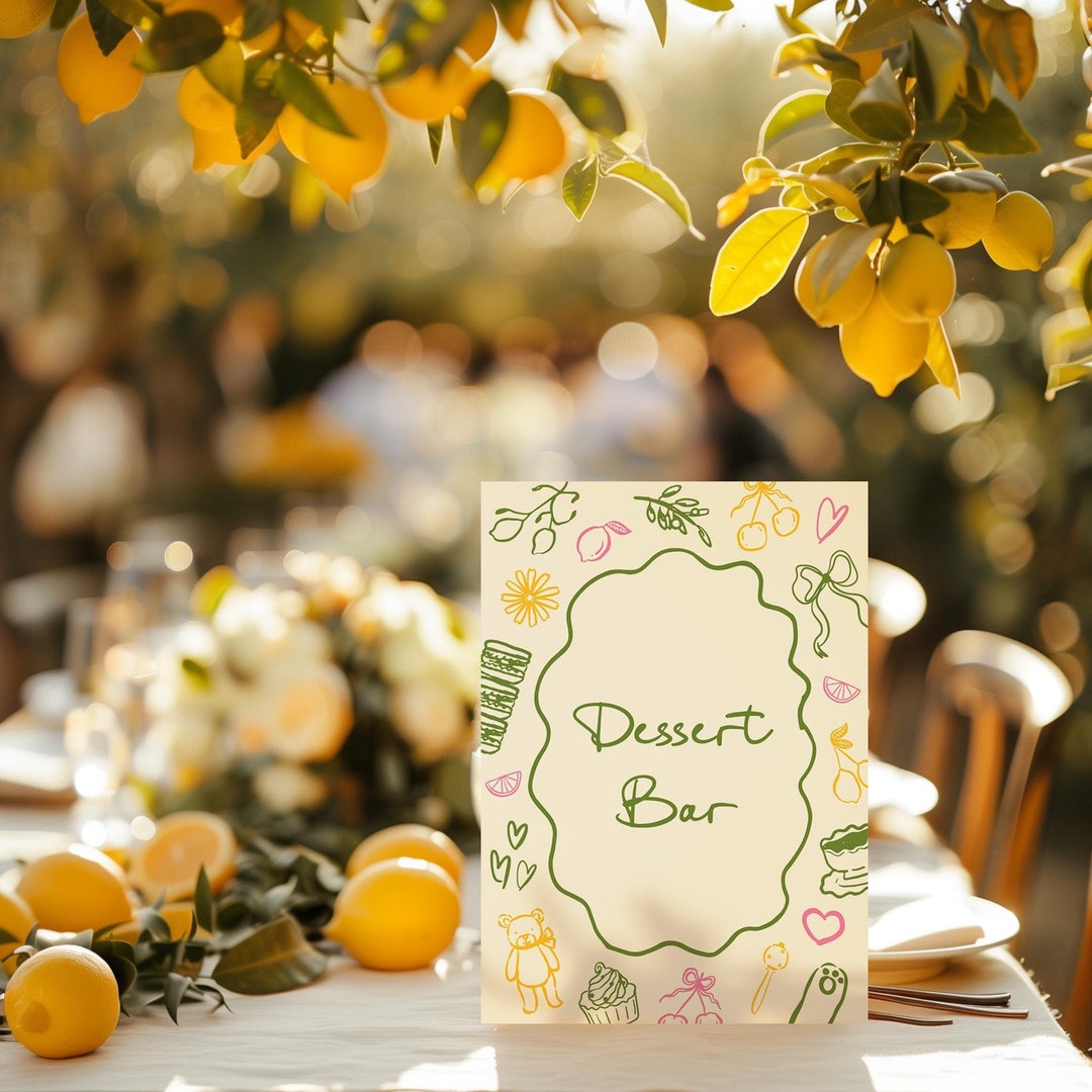 Mediterranean Dessert Bar Sign Italian Baby Shower Decor, Handwritten ...