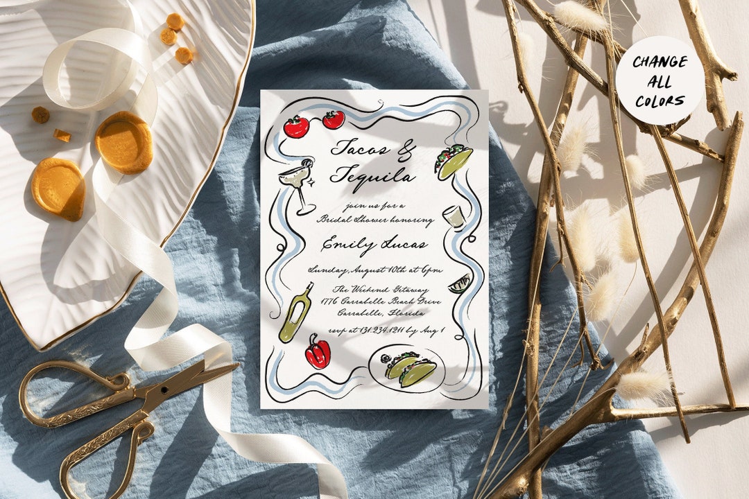 Hand Drawn Bridal Shower Invitation Handwritten Illustrated Doodle ...