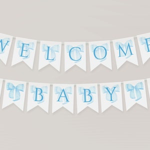Boy Baby Shower Banner Template Editable Bunting Flags Garland Welcome ...