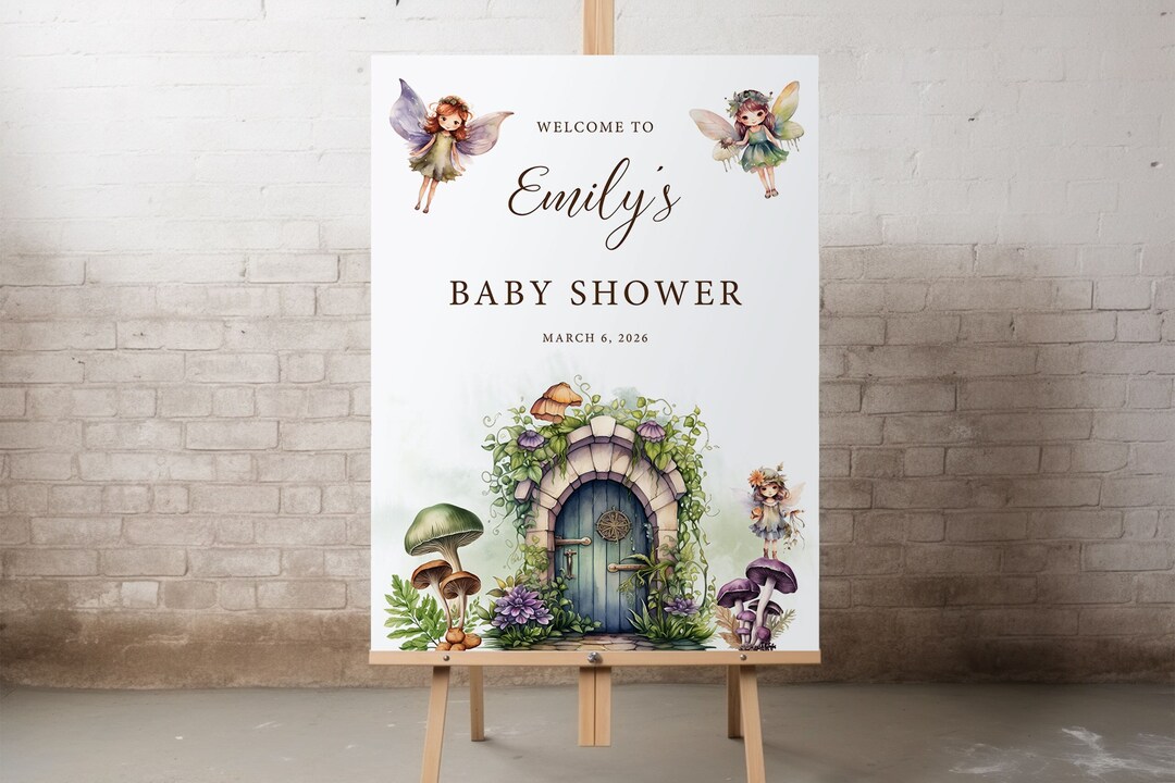 Fairy Welcome Sign Baby Shower Decor Enchanted Forest Garden Fairy Baby ...