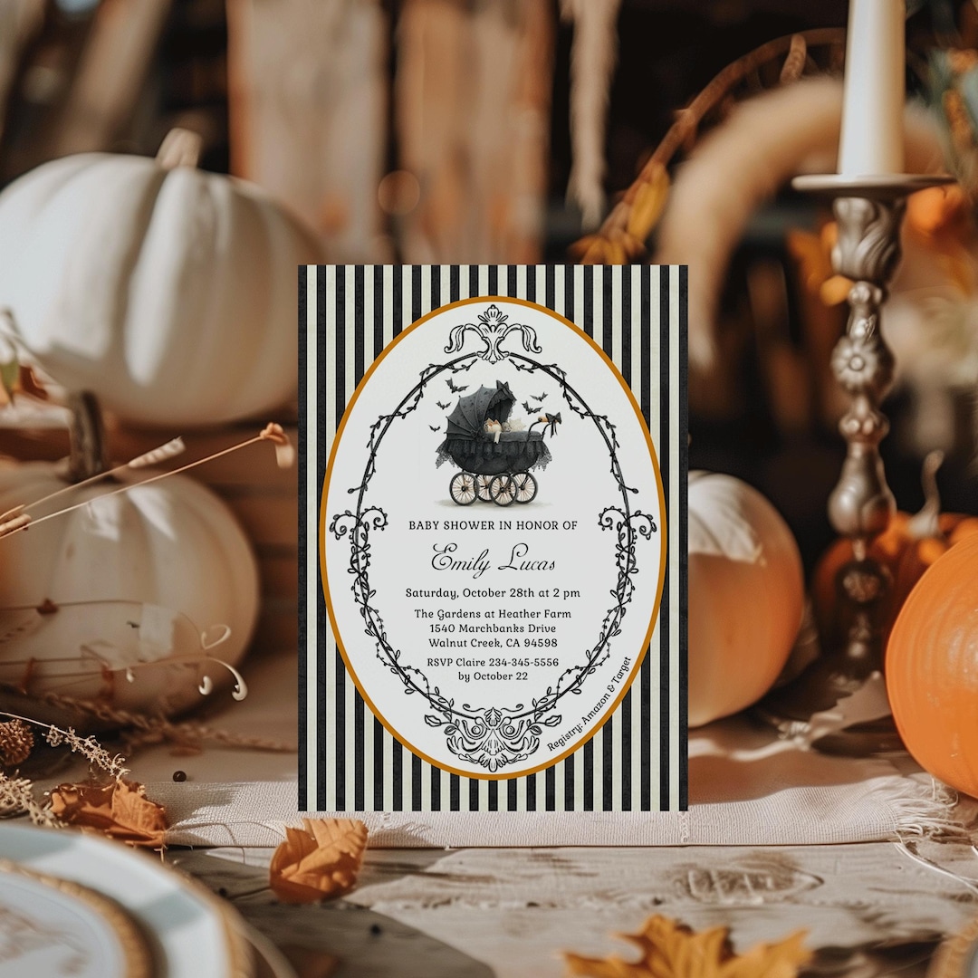 Gothic Baby Shower Invitation Halloween Baby Shower Invite Neutral ...