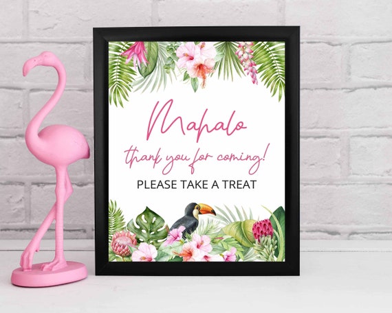 Mahalo Thank You for Coming Sign Hawaiian Luau Birthday - Etsy