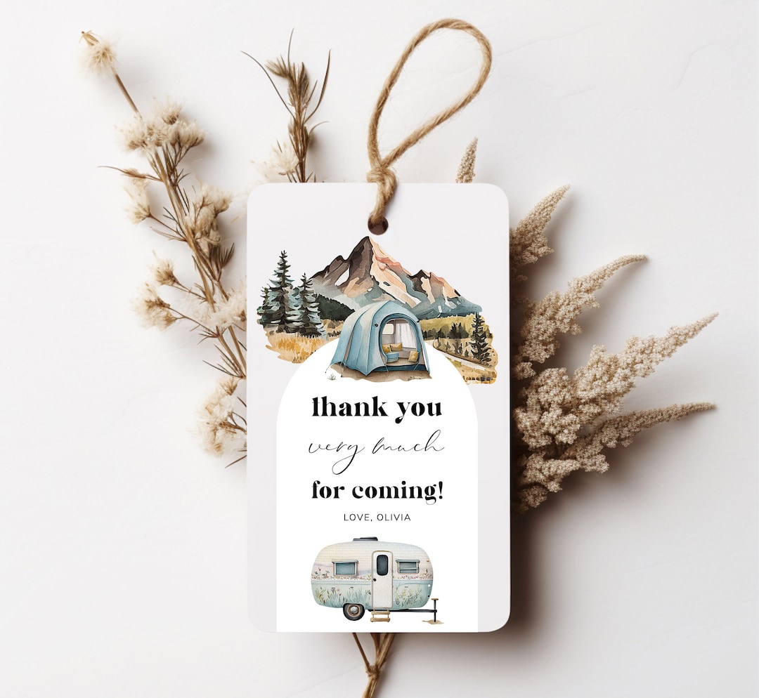 Camping Birthday Thank You Favor Tags Template Boy One Happy Camper ...