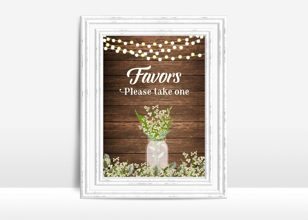 Rustic Favors Sign Printable Wedding Sign Rustic Table Sign - Etsy