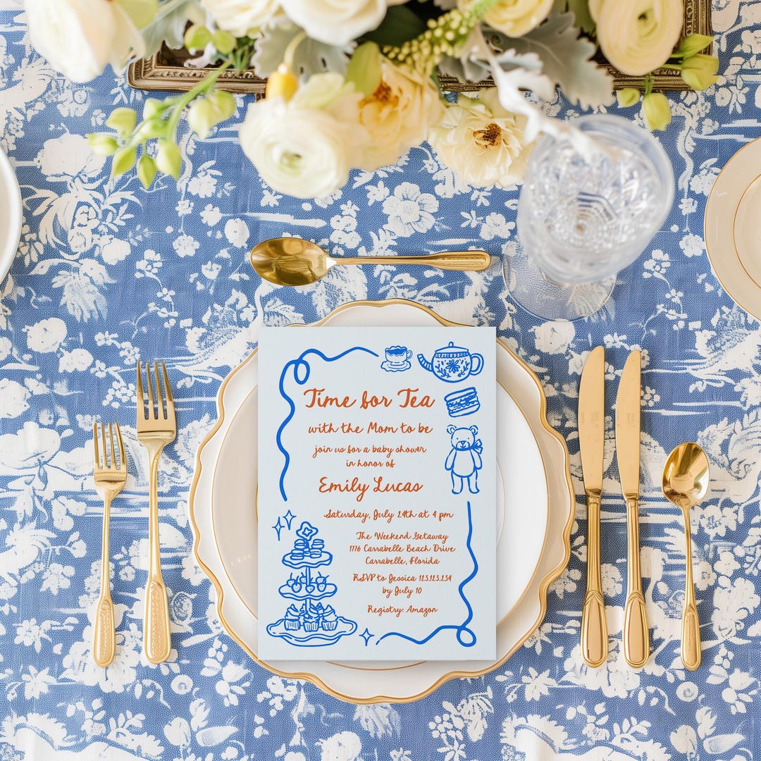 Teddy Bear Tea Party Baby Shower Invitation (editable Template) - Etsy