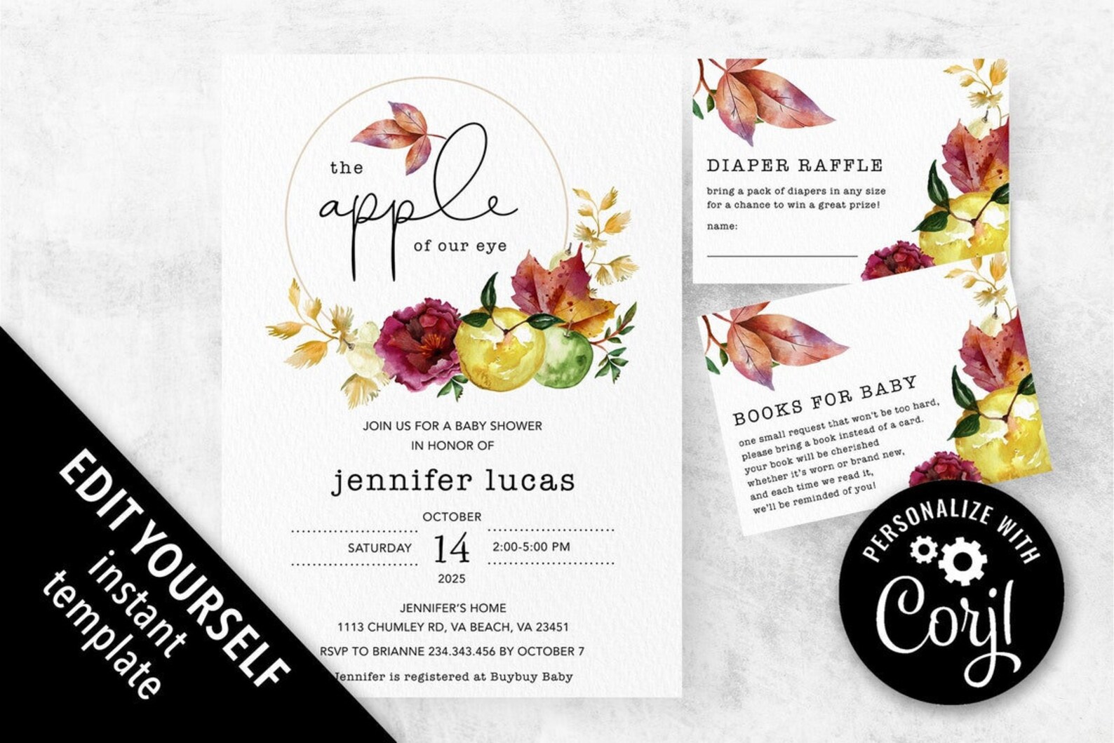 Apple Welcome Sign Baby Shower Sign Apple of Our Eye Autumn - Etsy