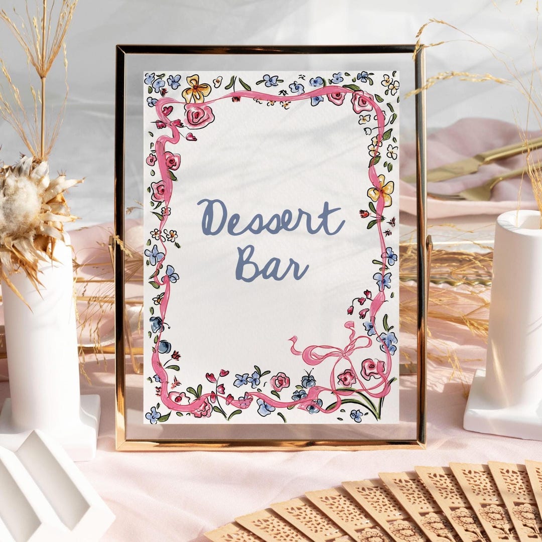 Floral Dessert Sign, Hand Drawn Wildflower Baby/bridal Shower Table ...