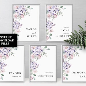 Purple Bridal Shower Games Bundle PRINTABLE, Purple Floral Wedding ...