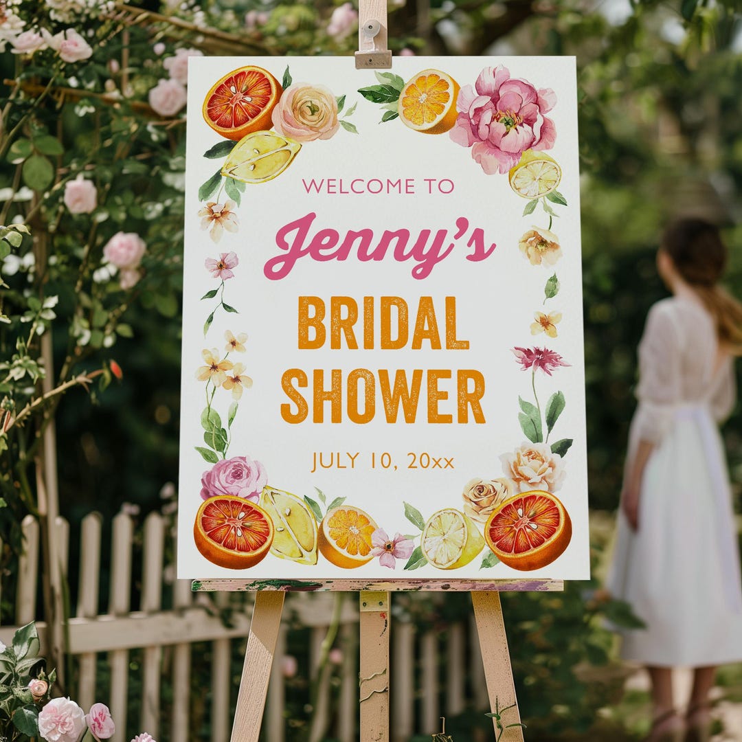 Pink & Citrus Welcome Sign Bridal Shower Sign Lemons Oranges Bridal ...