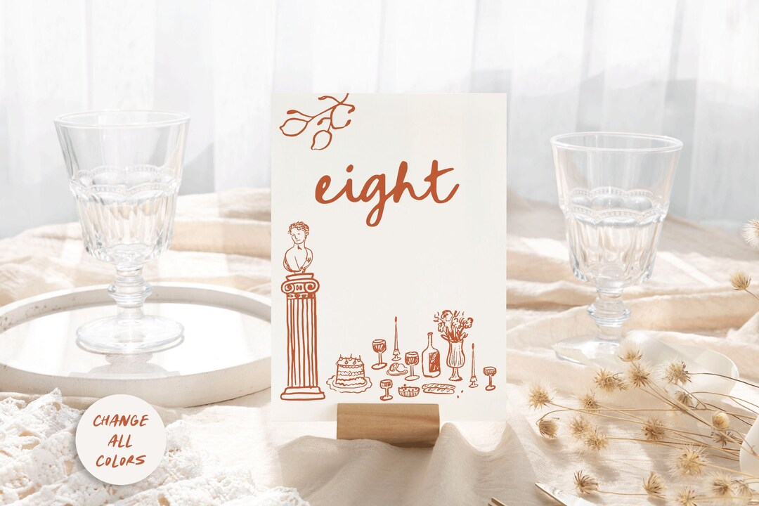 Italian Wedding Table Numbers Mediterranean Greece Theme Wedding Decor ...