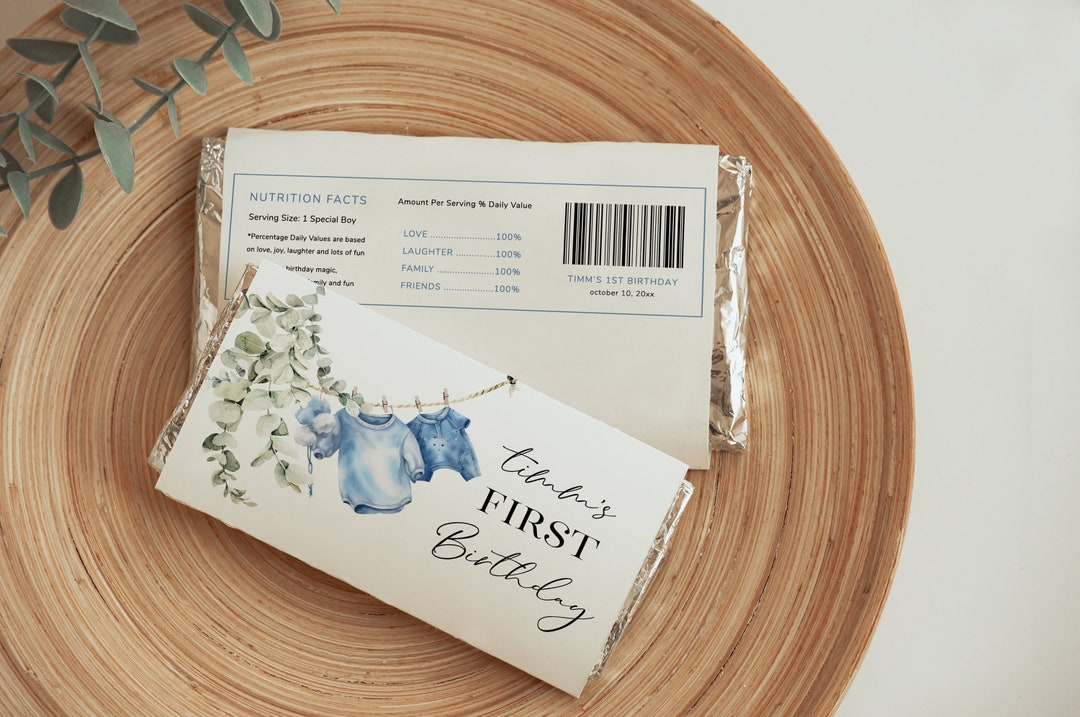 Candy Bar Wrapper Template Chocolate Bar Wrapper Boy First Birthday ...