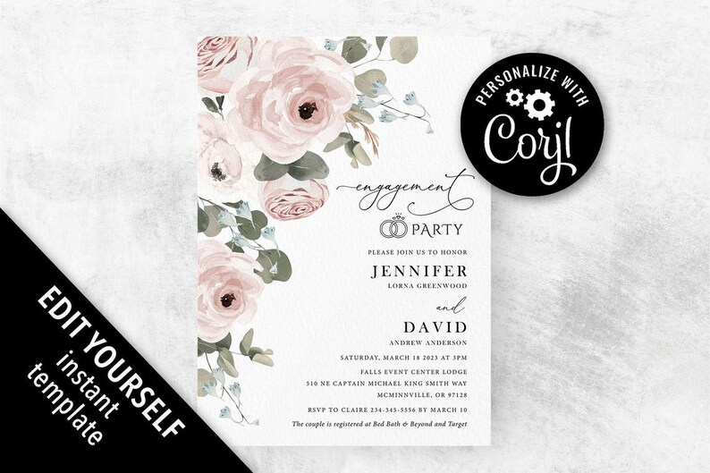 Pink Floral Wedding Invitation Spring Summer Wedding Suite | Etsy