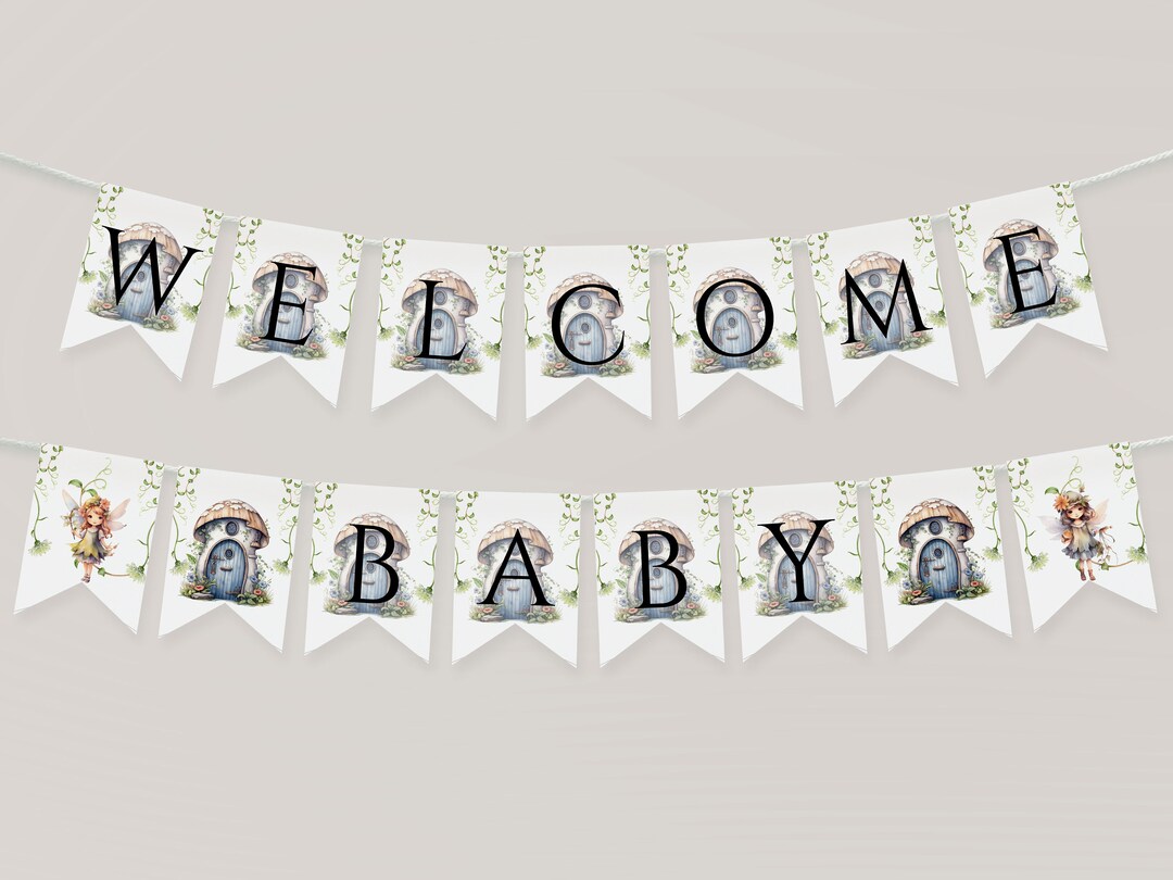 Fairy Baby Shower Banner Welcome Baby Garland Template Editable Bunting ...