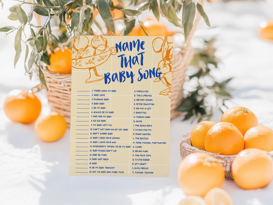 Ciao Baby Shower Game: Name That Baby Song, Hand-drawn Oranges, CBG ...