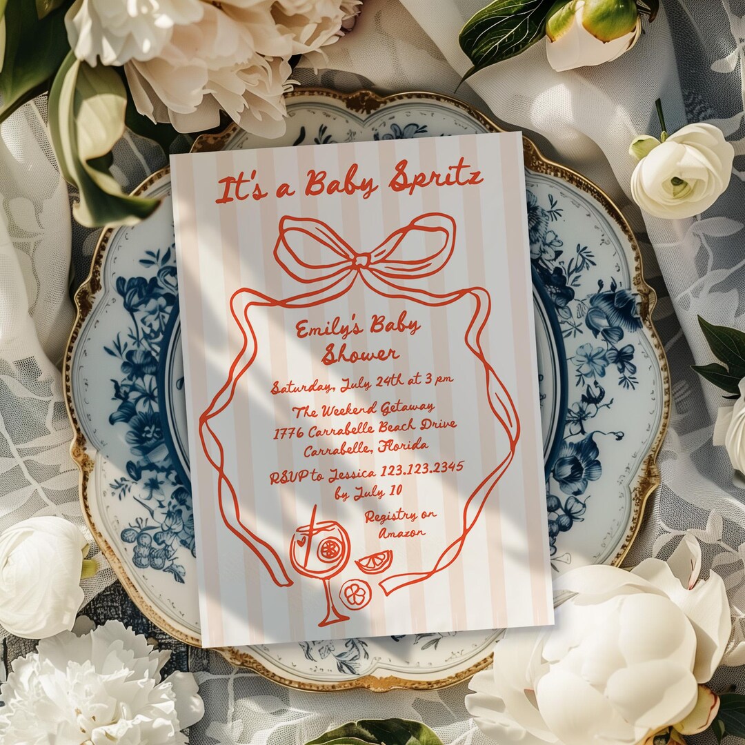 Spritz Baby Shower Invitation Girl Summer Baby Sprinkle Invite, Hand ...