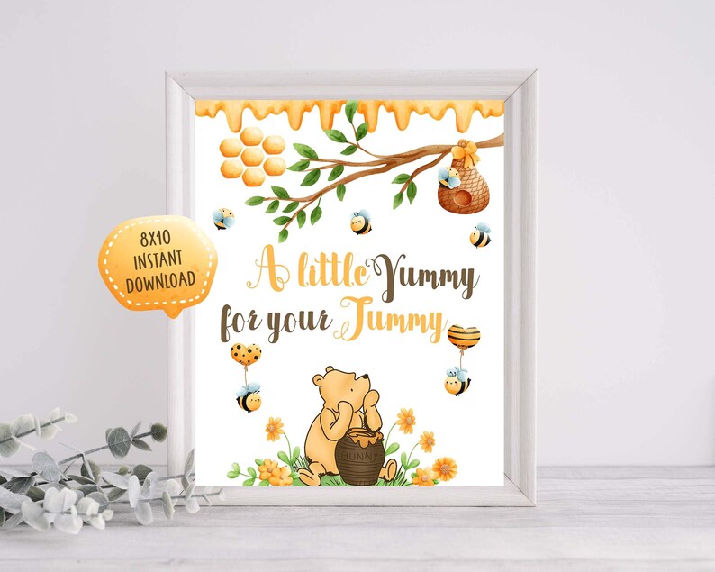 A Little Yummy for Your Tummy Sign Classic Winnie the Pooh - Etsy