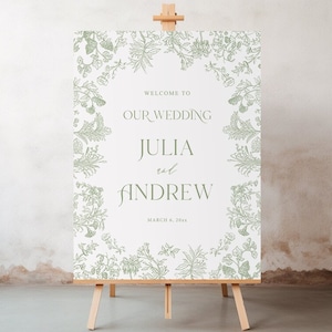 Sage Green Toile Wedding Invitation, Floral Chinoiserie Theme (editable ...