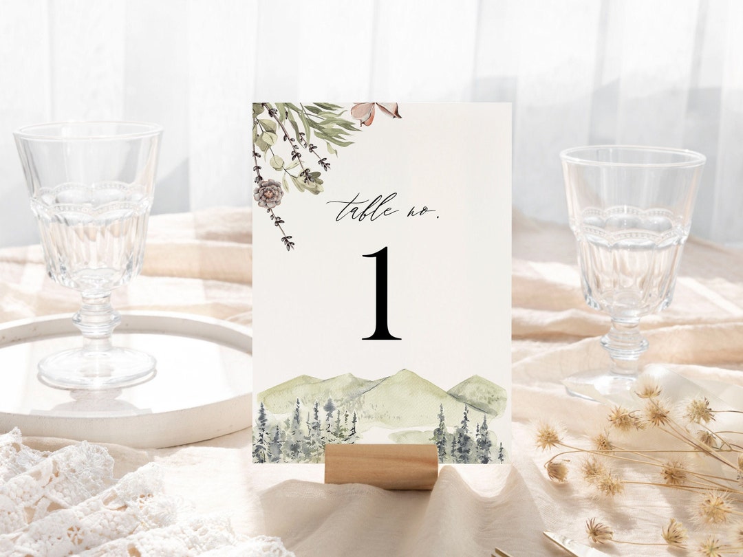 Mountain Table Numbers Template, Editable Forest Wildflower Numbers ...