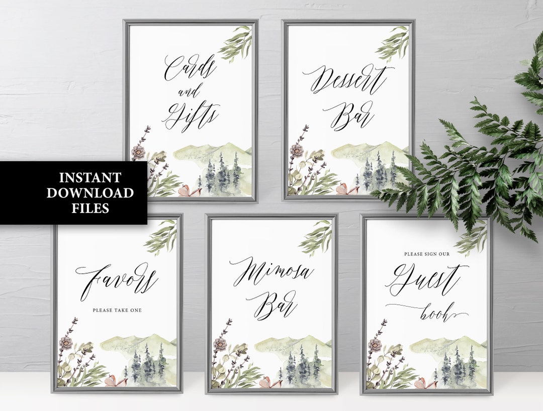 Mountain Wedding Signs Bundle Forest Table Signs Bridal Shower Signs ...