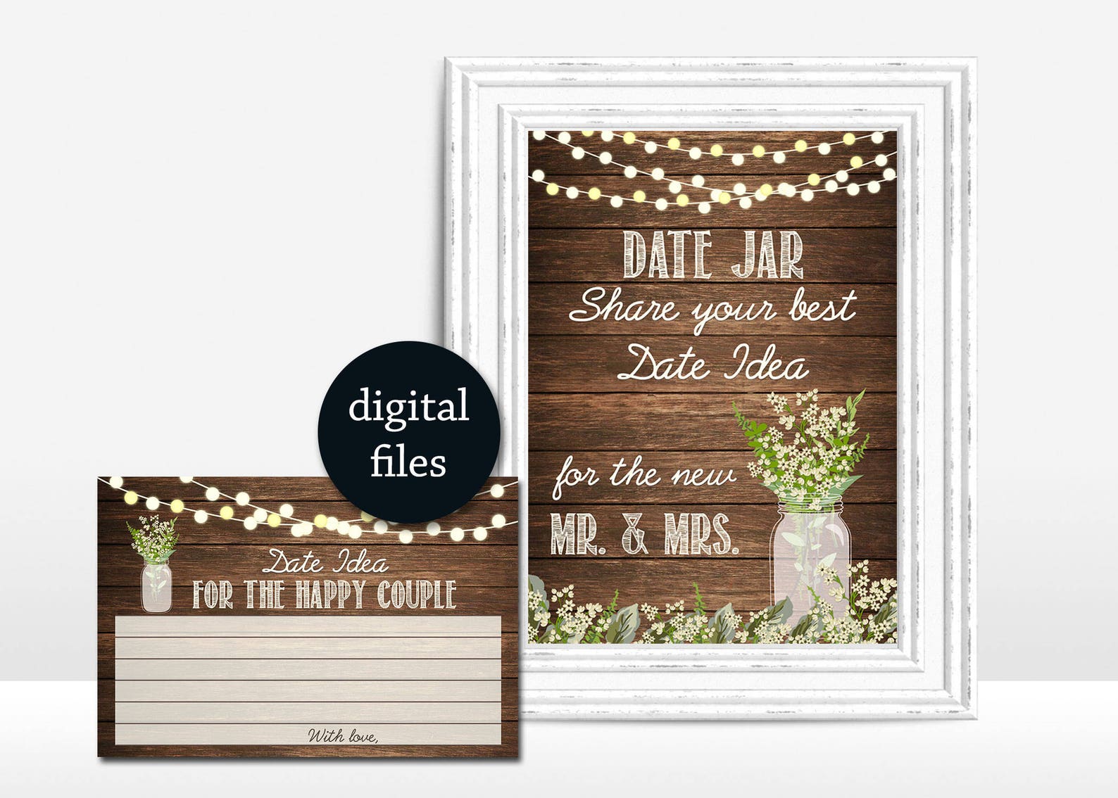 Mason jar Date Jar card and sign Printable date night jar | Etsy
