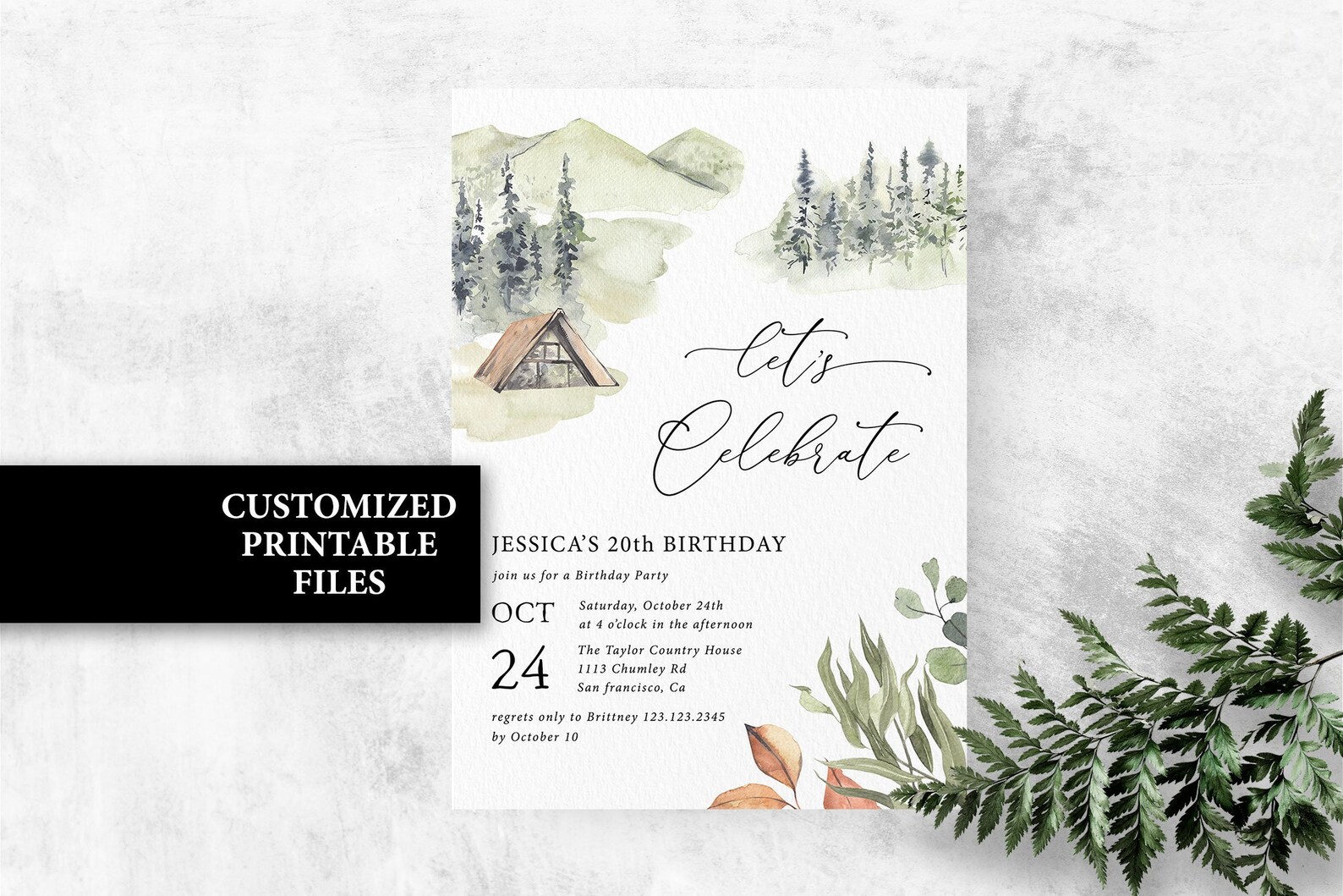 Forest Birthday Invitation Adult Birthday Invites Printable | Etsy