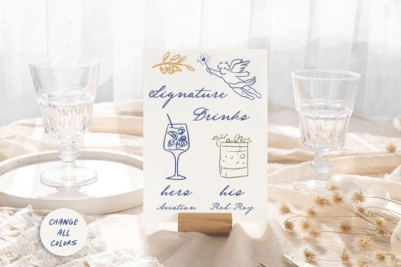 Secret Garden Storybook Wedding Invitation: Whimsical Hand Drawn Blue ...