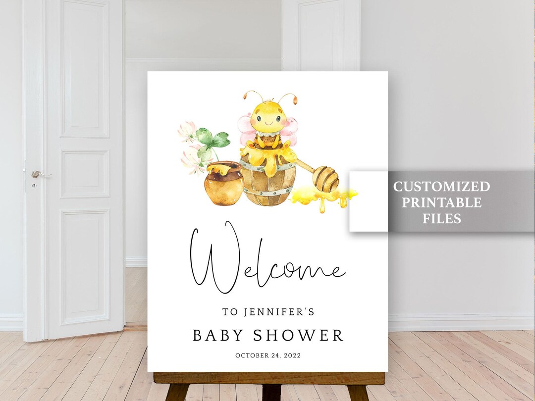 Bee Welcome Sign Honey Bee Baby Shower Welcome Sign PRINTABLE - Etsy
