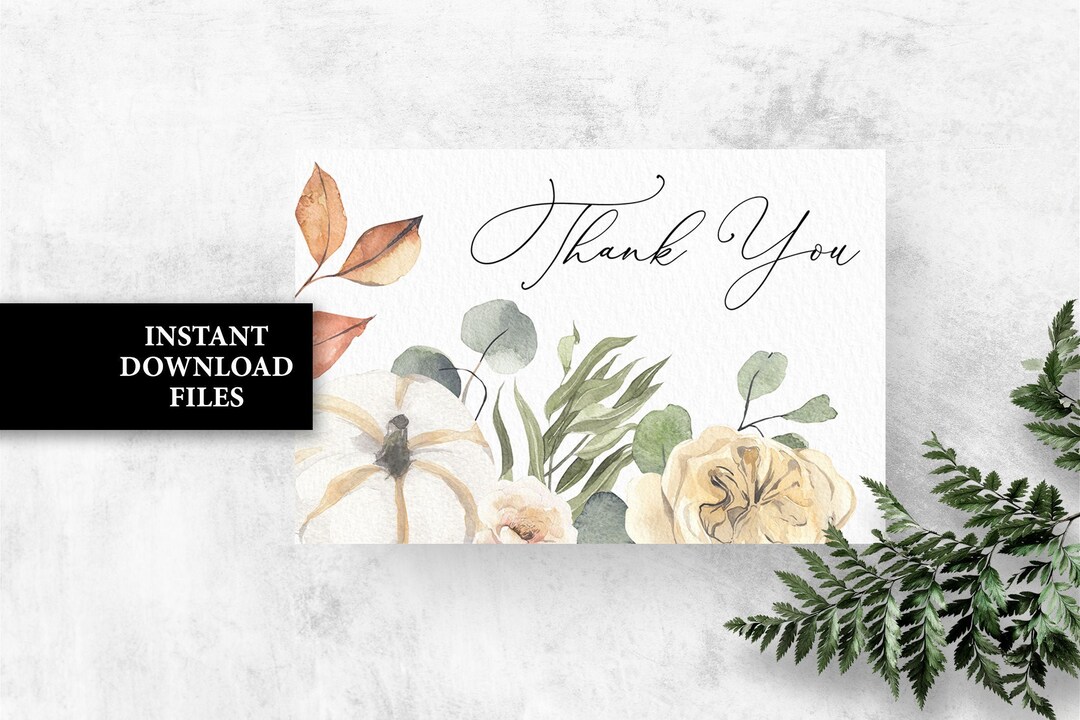 Pumpkin Thank You Card Printable Fall Baby Shower Birthday - Etsy