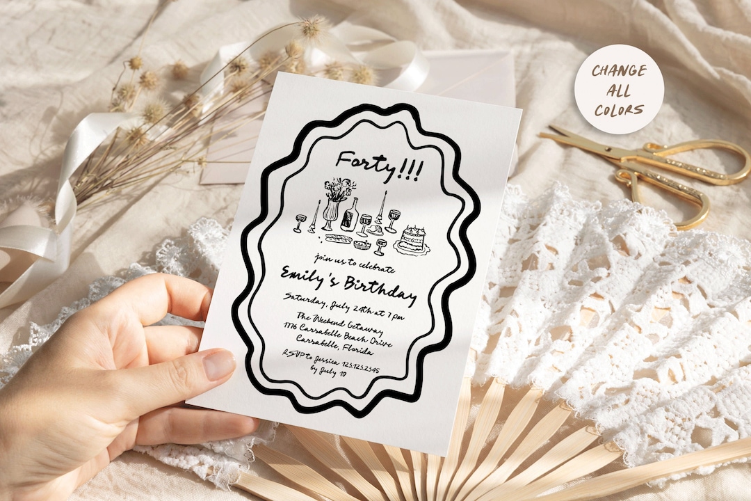 Handwritten Birthday Invitations Hand Drawn Women Birthday Dinner ...