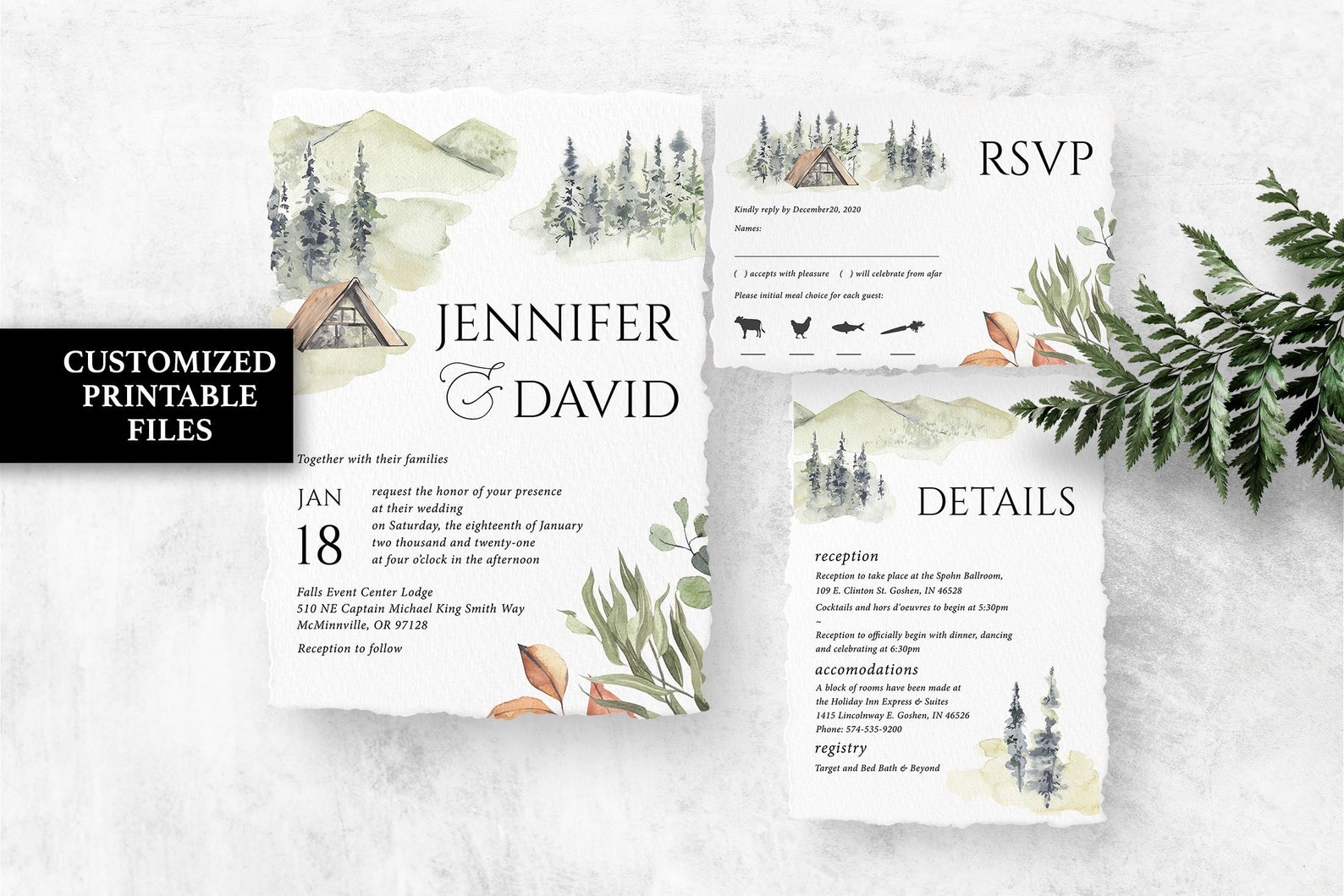 Rustic Forest Wedding Invitation Printable Boho Woodland | Etsy