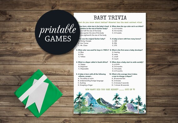 Baby Trivia Game PRINTABLE Adventure Baby Shower Game Forest - Etsy