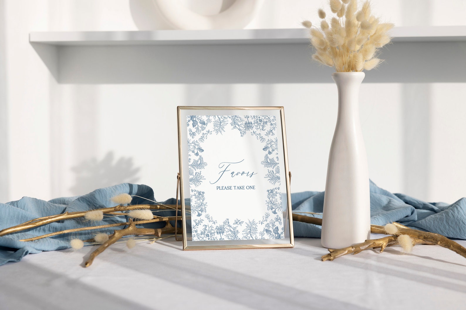 Dusty Blue Toile Bridal Shower Signs, Chinoiserie Wedding Decor ...