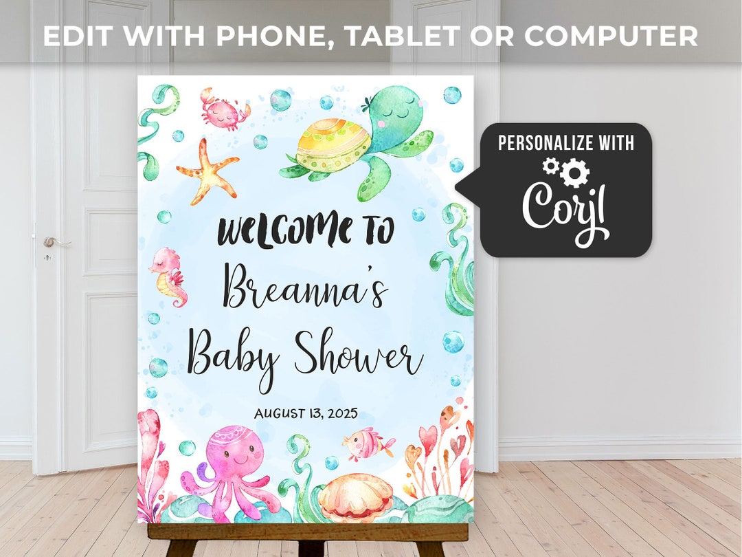 Sea Turtle Welcome Sign Under the Sea Baby Shower Decoration - Etsy