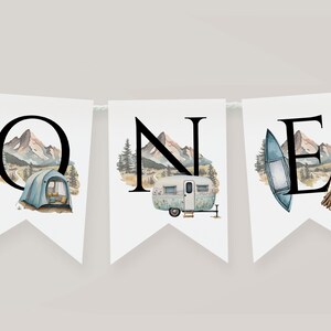 Camping Birthday Thank You Card Template One Happy Camper Birthday Party Decor Adventure Baby ...