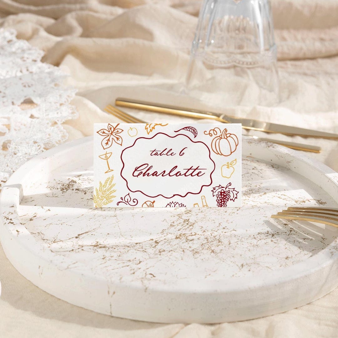 Hand-drawn Fall Place Cards, Editable Template (digital Download) - Etsy UK