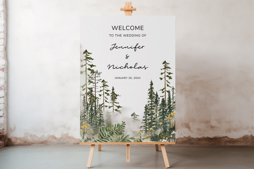 Forest Wedding Welcome Sign Boho Mountain Wedding Decor Printable ...