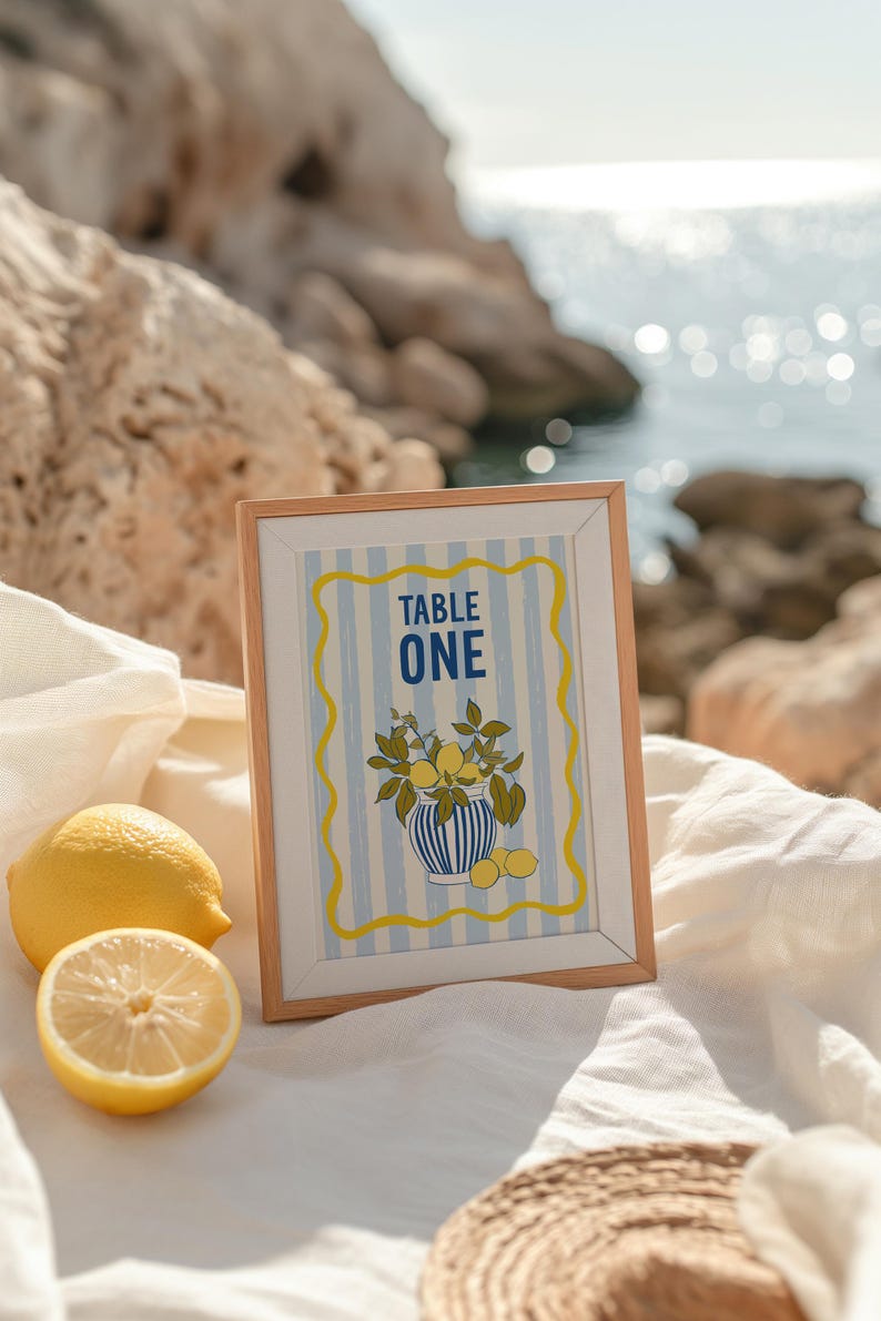 Suite de faire-part de mariage citron méditerranéen : thème italien de la dolce vita de l'été ...