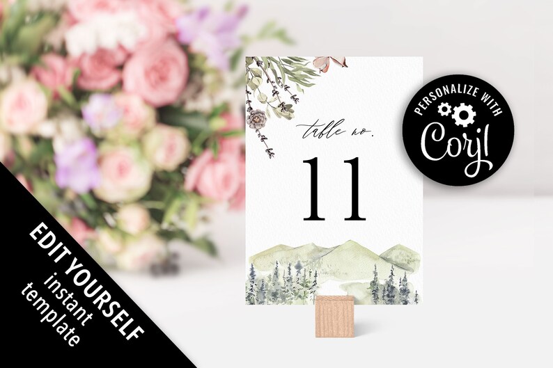 Mountain Table Numbers Template Editable Forest Wildflower - Etsy